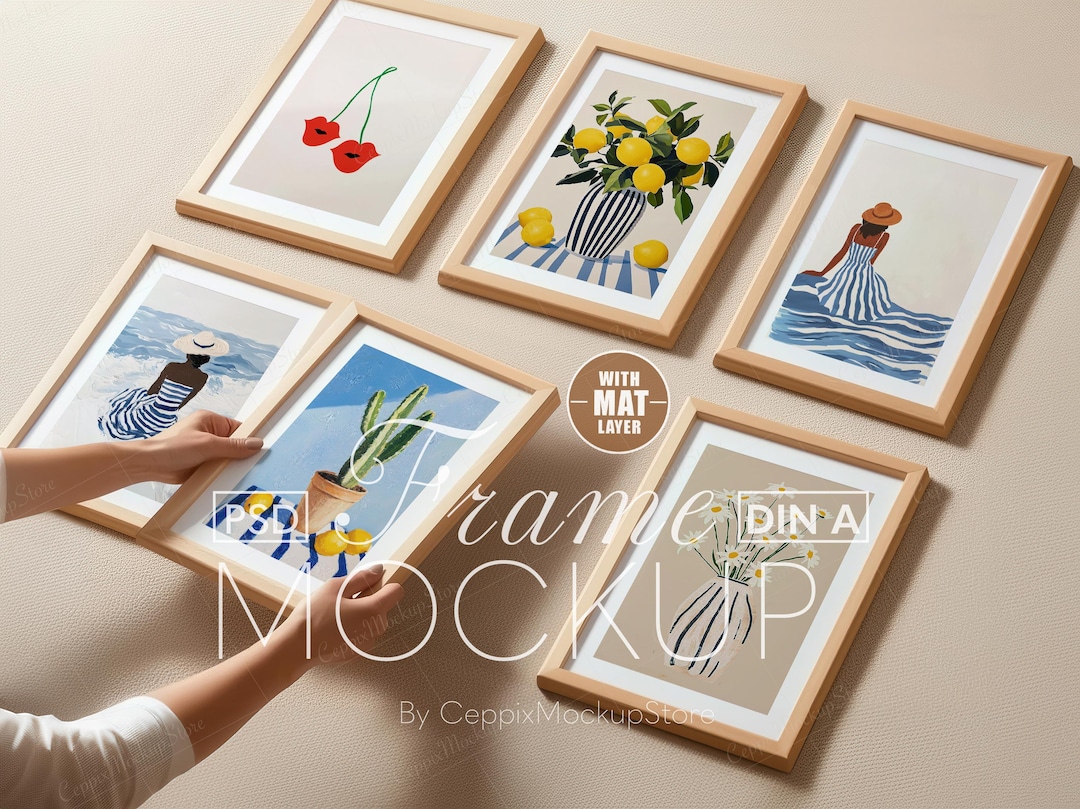 6 Frame Mockup Person Multiple Gallery Set, Six 6 for Bundle ...