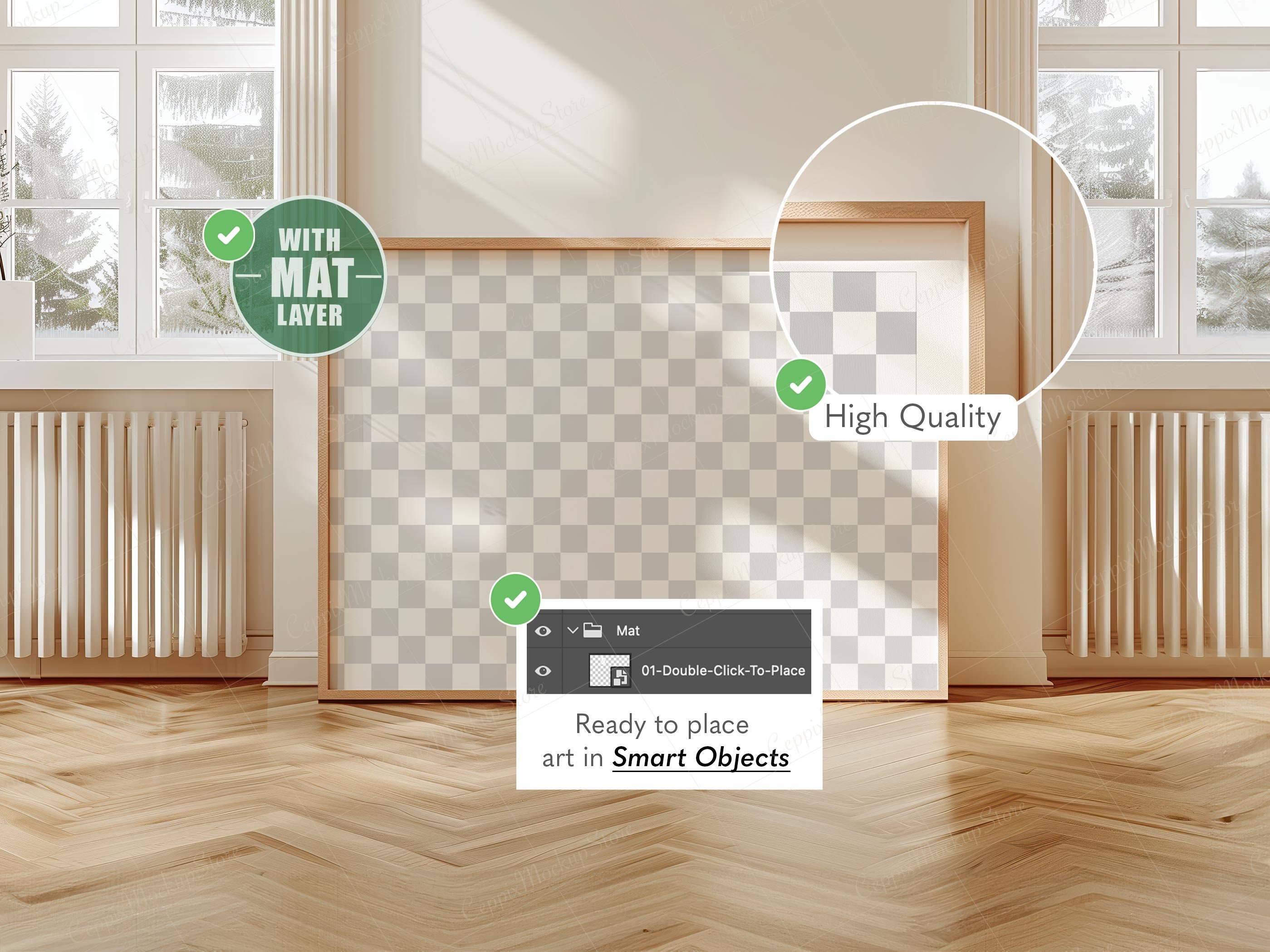 Horizontal Frame Mockup Leaning on Wall, Landscape, A1 A2 A3 A4 Large ...