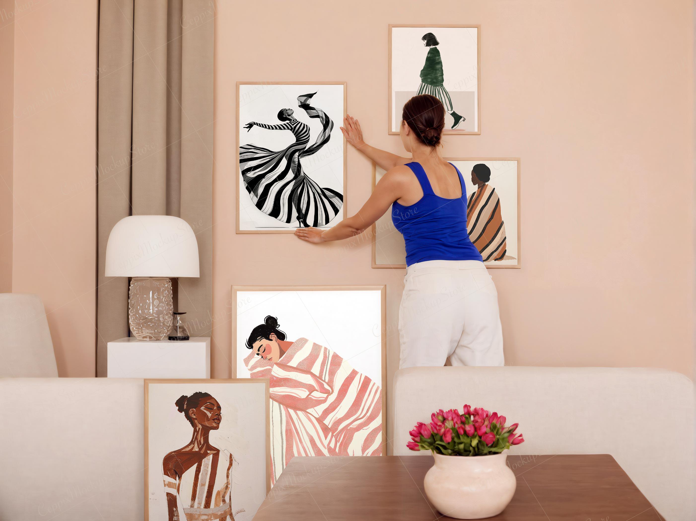 5 Frame Gallery Wall Mockup, Boho Home Decor (PSD) - Etsy