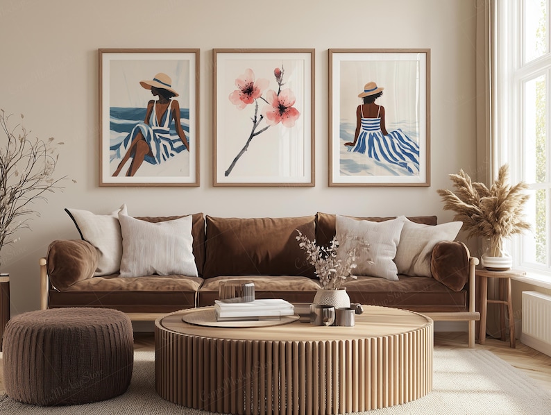 Set of 3 Frame Mockup, Hanging Wall Art Mockup Gallery Multiple Three 3 ...