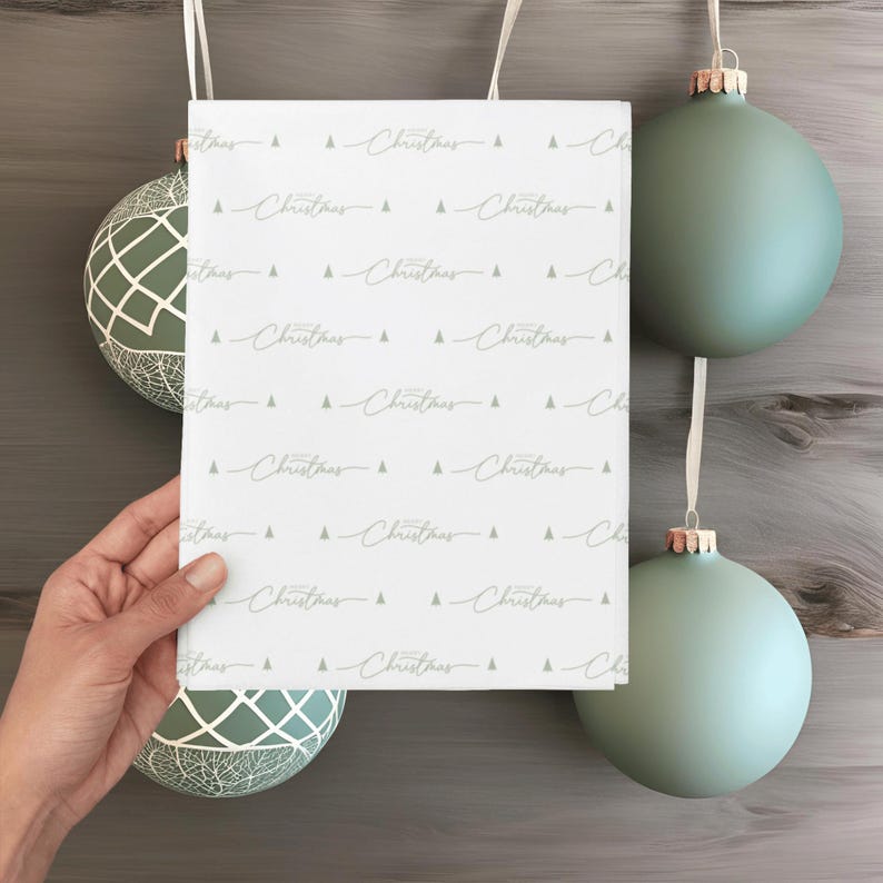 Sage Green Modern Merry Christmas Wrapping Paper | Modern Holiday Gift ...