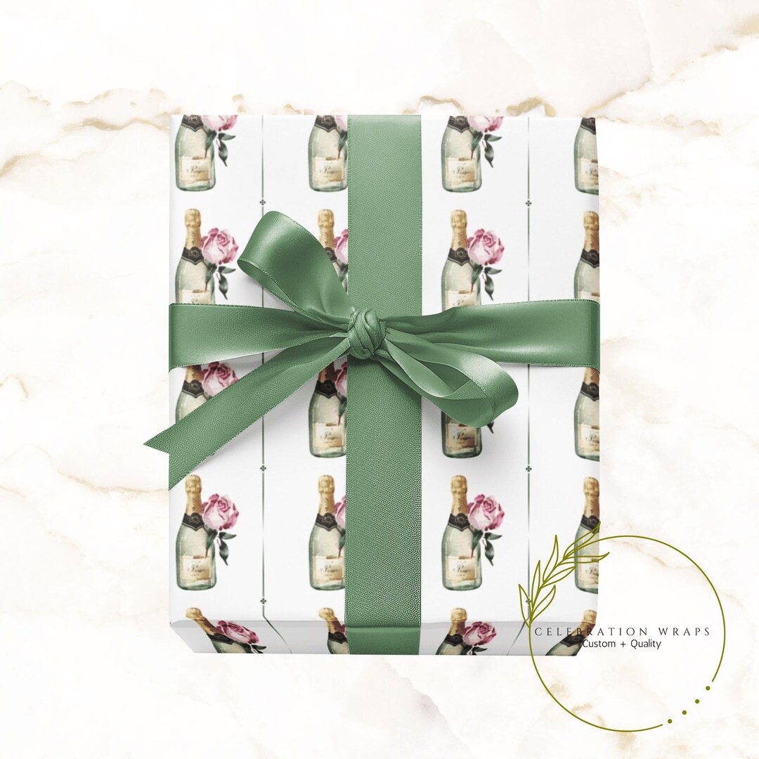 Champagne Gift Wrap | Cute Pink Wrapping Paper for Christmas | Trendy ...