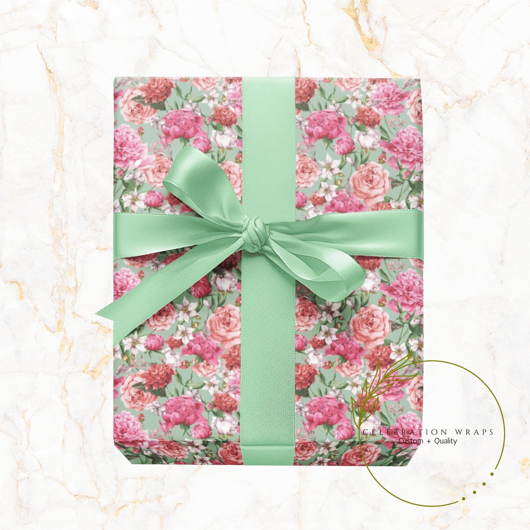 Pink and Blush Painted Roses Gift Wrap | Vintage Inspired Paper ...