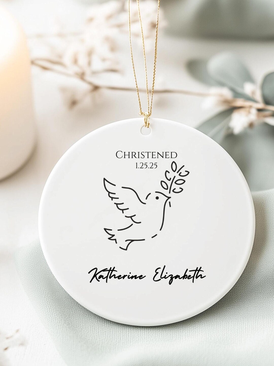 Christening Keepsake With Dove | Celebration Wraps - Etsy
