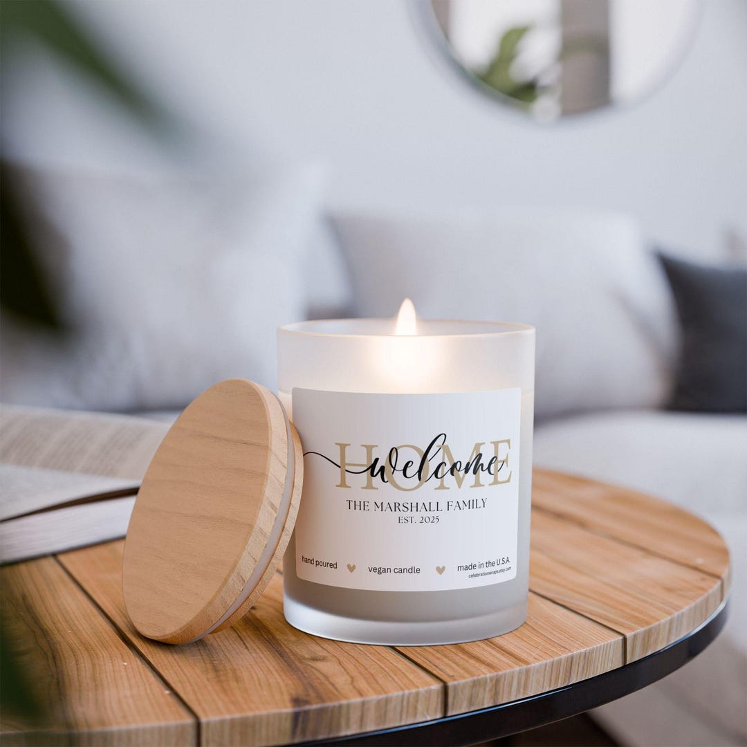Welcome Home Candle Frosted Glass Hand Poured Housewarming Gift for New ...