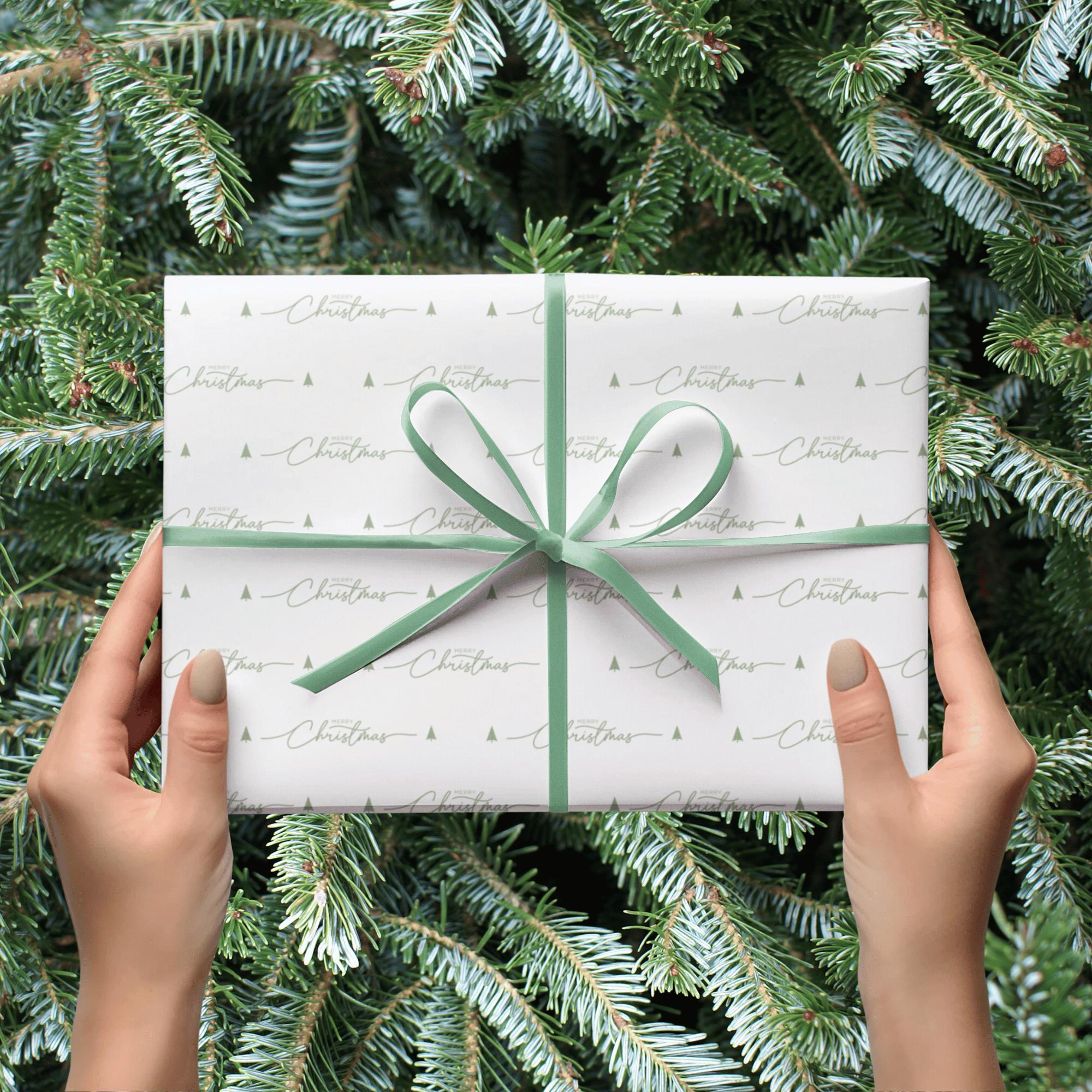 Sage Green Modern Merry Christmas Wrapping Paper | Modern Holiday Gift ...