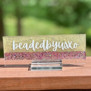 Custom Glitter Desk Name Plate With Stand - Etsy