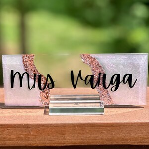 Custom Glitter Desk Name Plate With Stand - Etsy