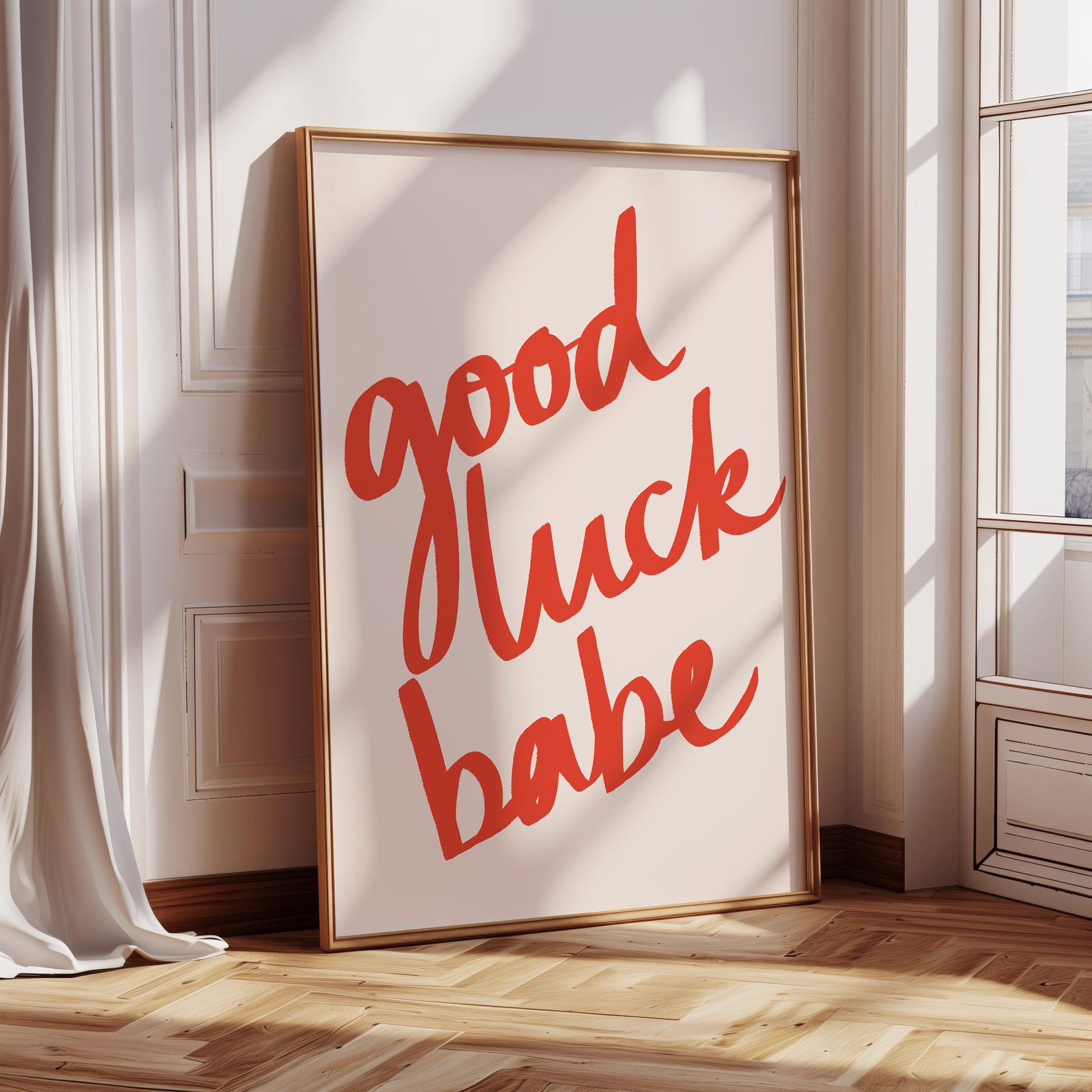Good Luck Babe Quote Print Preppy Handwritten Typography Poster ...