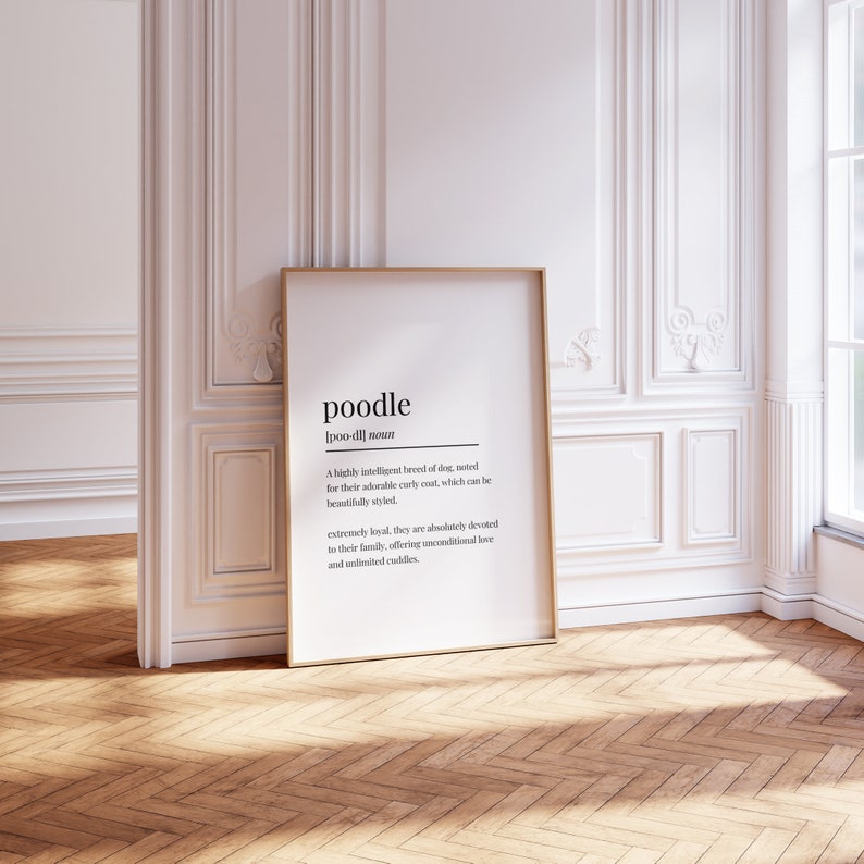 Poodle Definition Typography Poster Print Set of 2, Dog Home Decor Wall ...