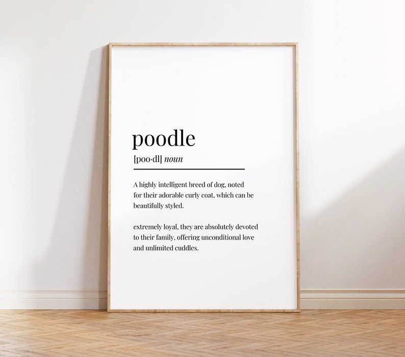 Poodle Definition Typography Poster Print Set of 2, Dog Home Decor Wall ...