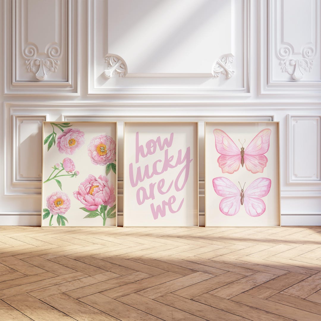 How Lucky Are We Poster Set of Three Quote Print Handwritten Poster ...
