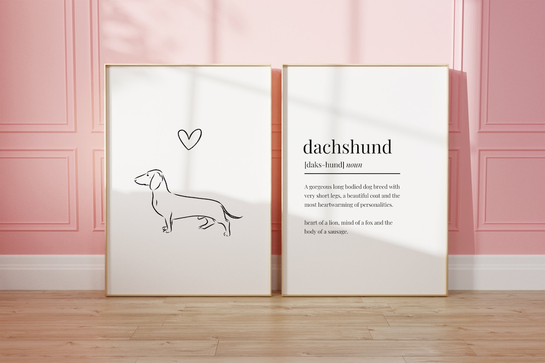 Dachshund Definition Typography Poster Print Set of 2, Dog Home Decor ...