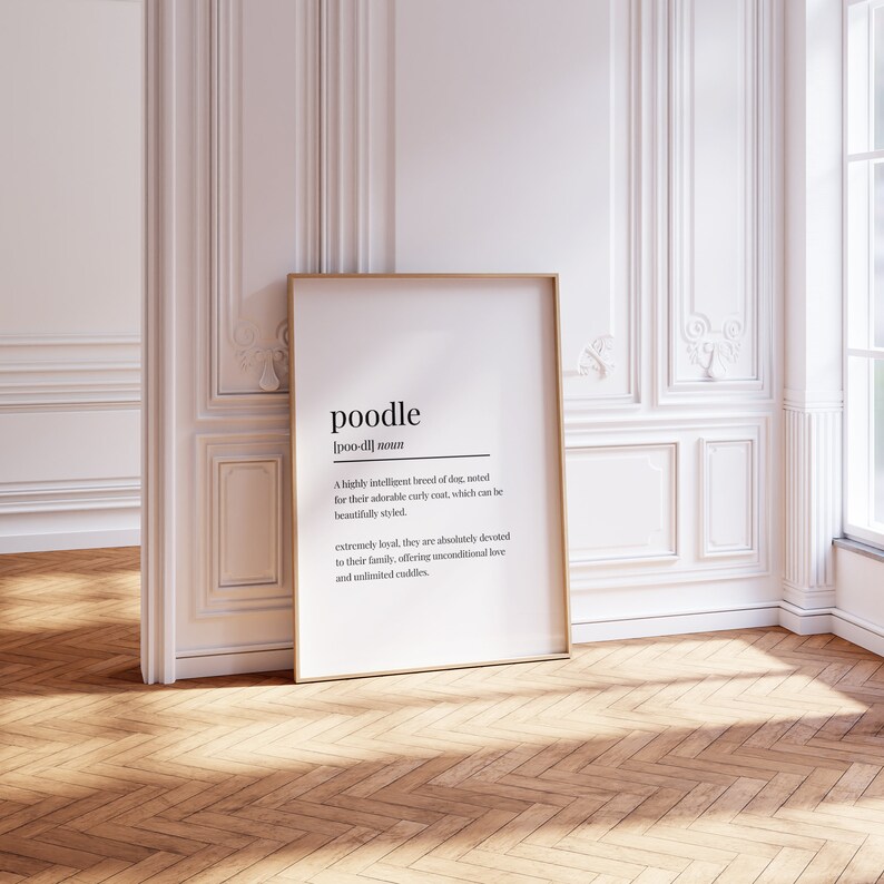 Poodle Definition Art Poster Print, Dog Home Decor Wall Art, Dog Lover ...