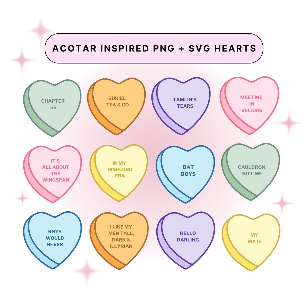 Acotar SVG PNG Candyheart Book Tropes Girly Print Sarah J Maas Kindle ...