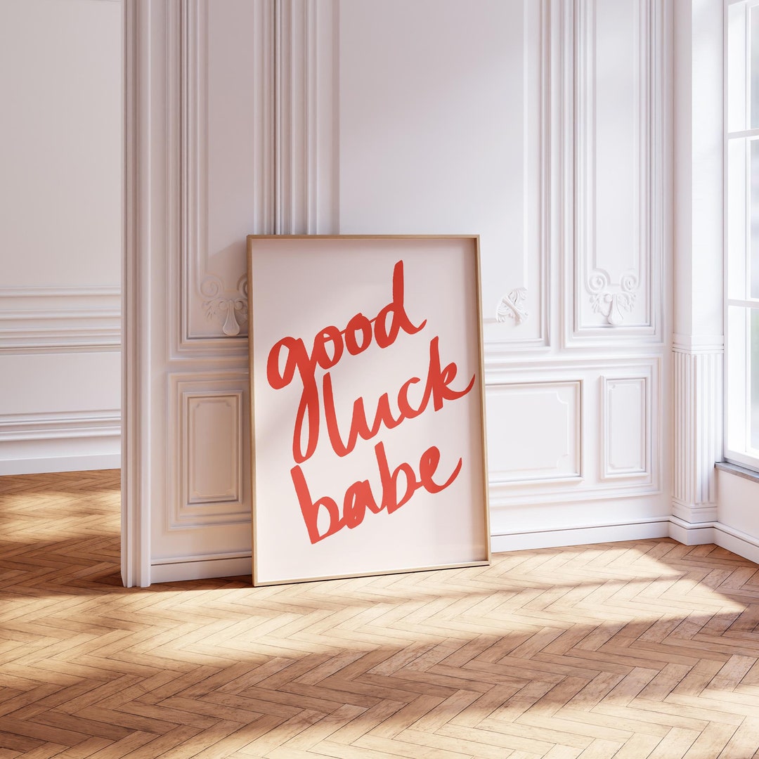 Good Luck Babe Quote Print Preppy Handwritten Typography Poster ...