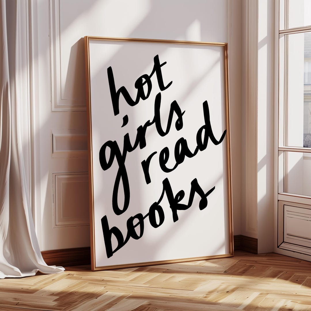 Hot Girls Read Books Quote Print Preppy Black Handwriting Booktok Book ...