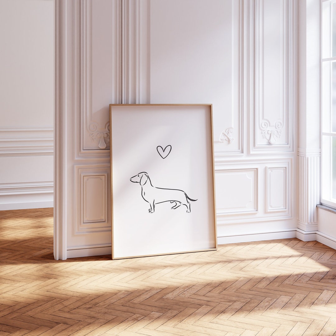 Dachshund Poster Printable - Dachshund Line Art - Sausage Dog Poster ...