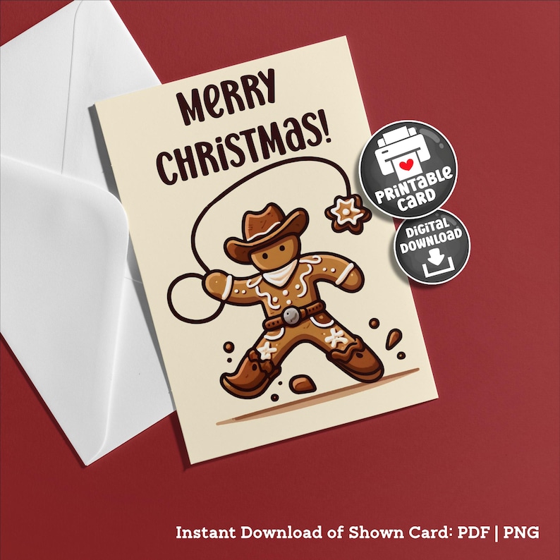 Printable Cowboy Gingerbread Card Western Baker Gift Pastry Chef ...