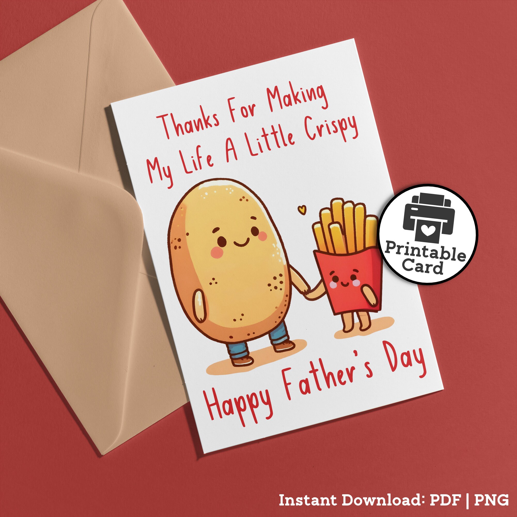 Printable Foodie Father's Day Card for Dad Who Loves French Fries to ...