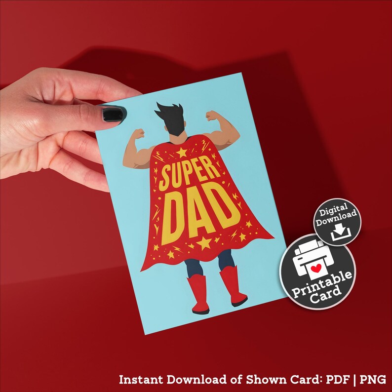 Printable Fathers Day Card From Son Gift for Dad Superhero Card ...