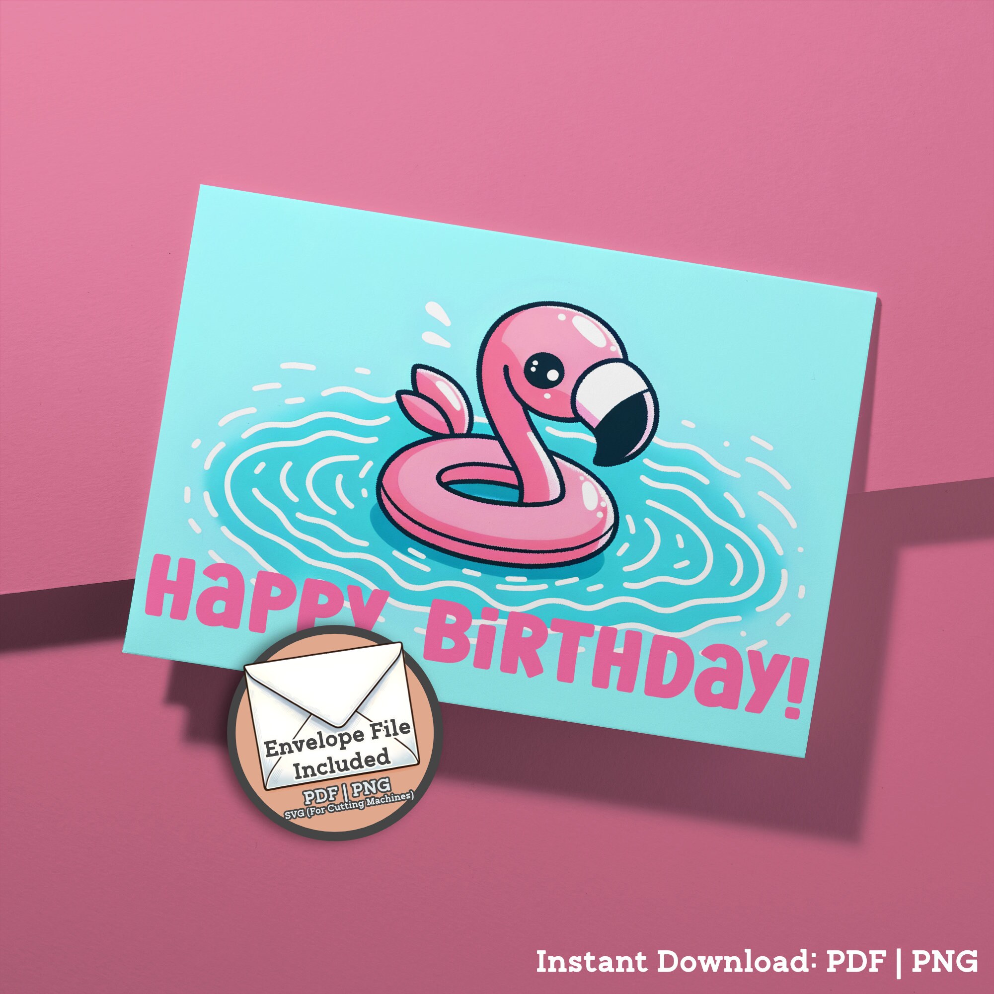 Printable Summer Birthday Card for Summer Birthday Party Flamingo ...