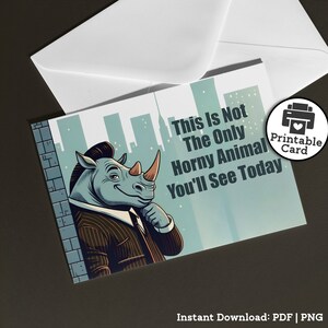 Printable Funny Card Adult Humor Rhino Card With Dirty Joke Comedic for ...