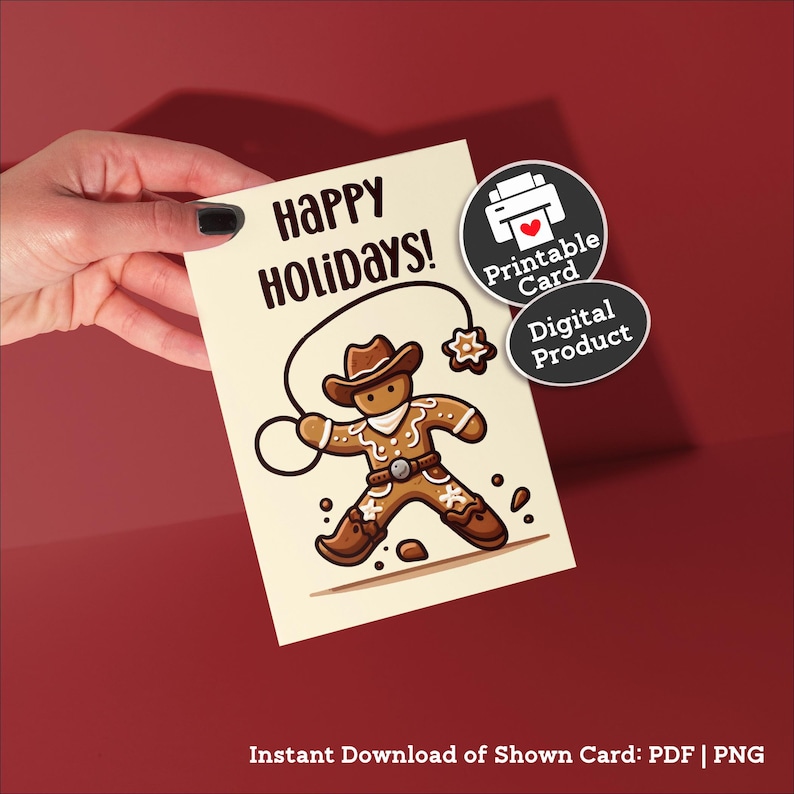 Printable Cowboy Gingerbread Card Western Baker Gift Pastry Chef ...