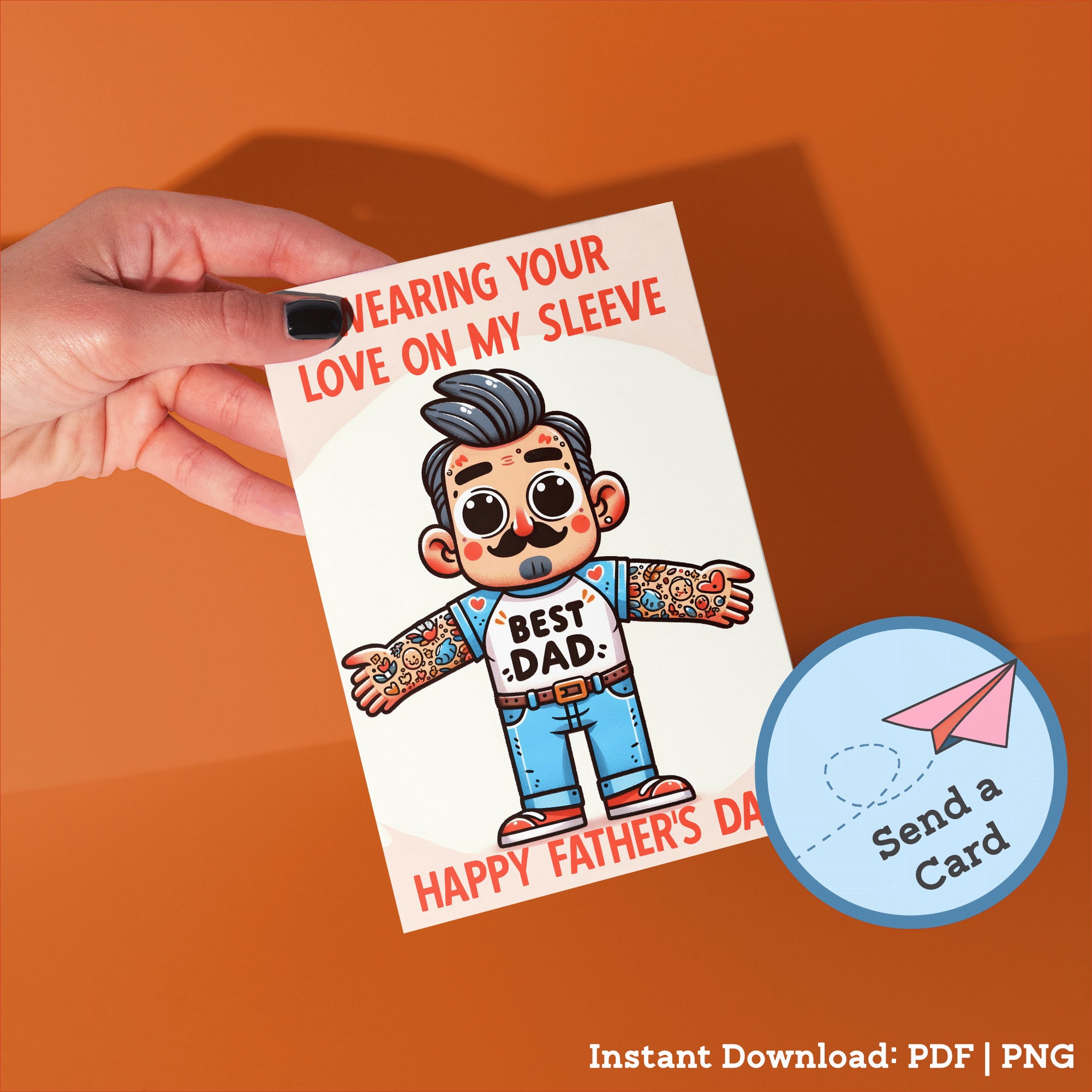 Tatted Father's Day Card for a Dad That Wears His Heart on His Sleeve ...