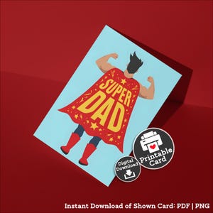 Printable Fathers Day Card From Son Gift for Dad Superhero Card ...