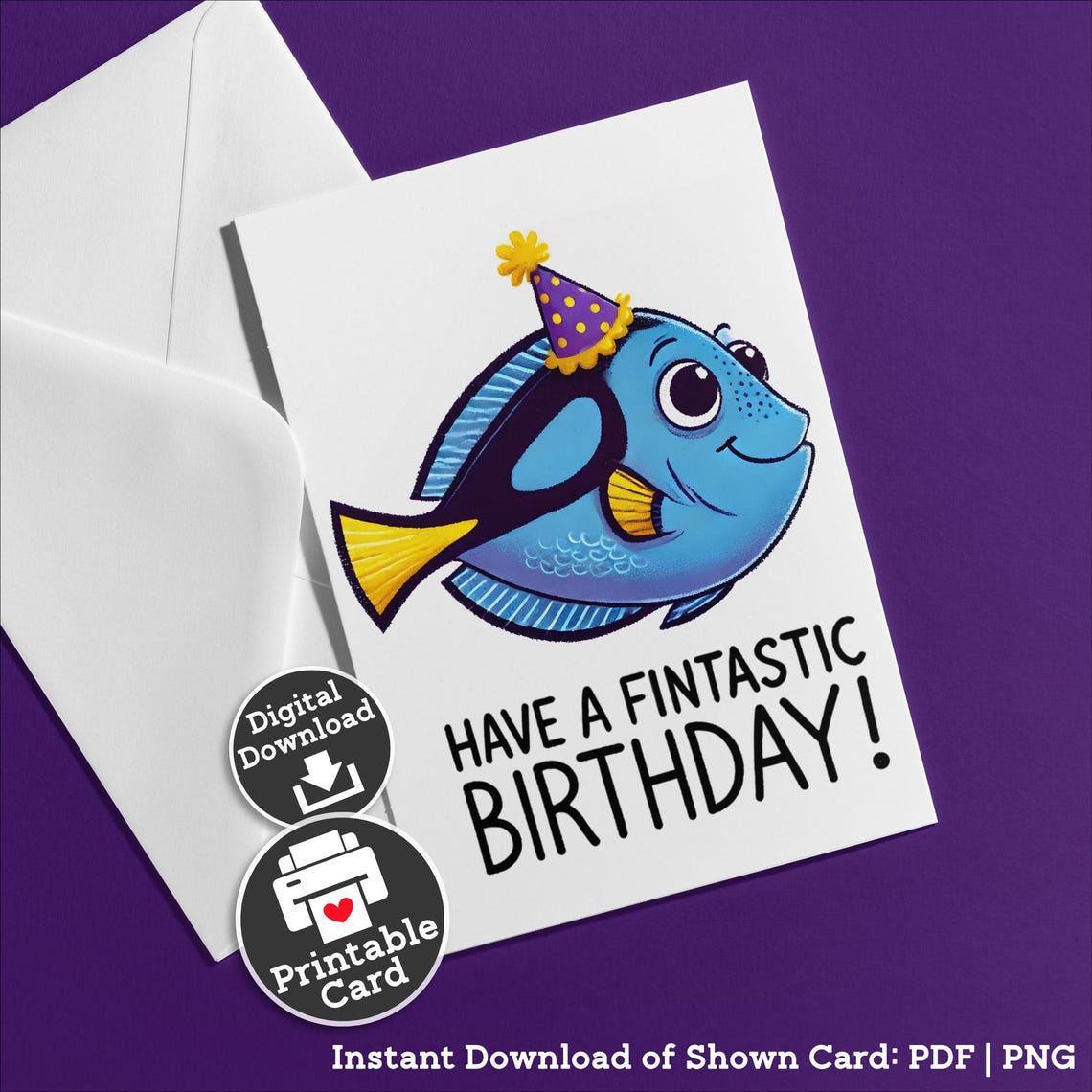 Printable Fish Birthday Card: 'fintastic' Ocean Under the Sea Themed ...