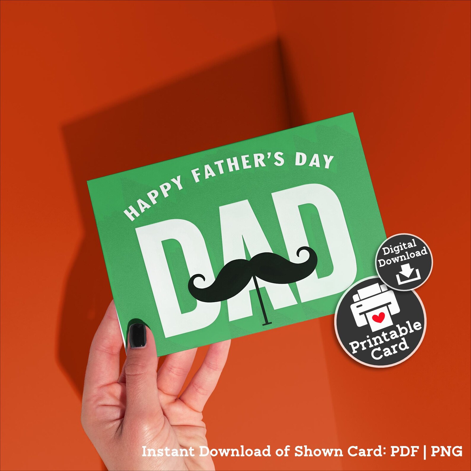 Printable Dad Day Card From Son Gift for Father Mustache Card for ...