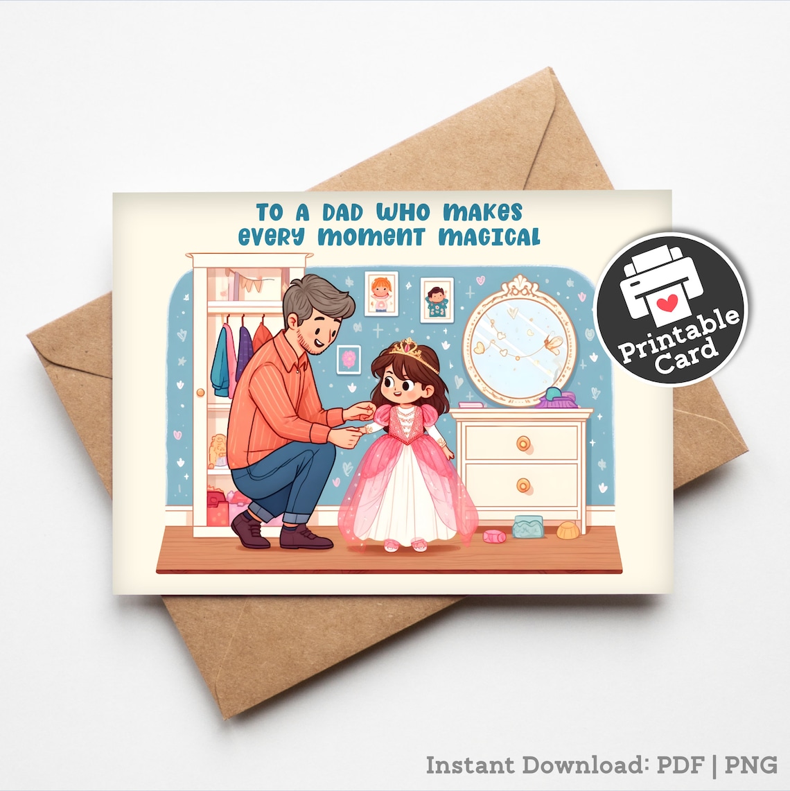 Printable Princess Father's Day Card for Dad Who Loves to Play Princess ...