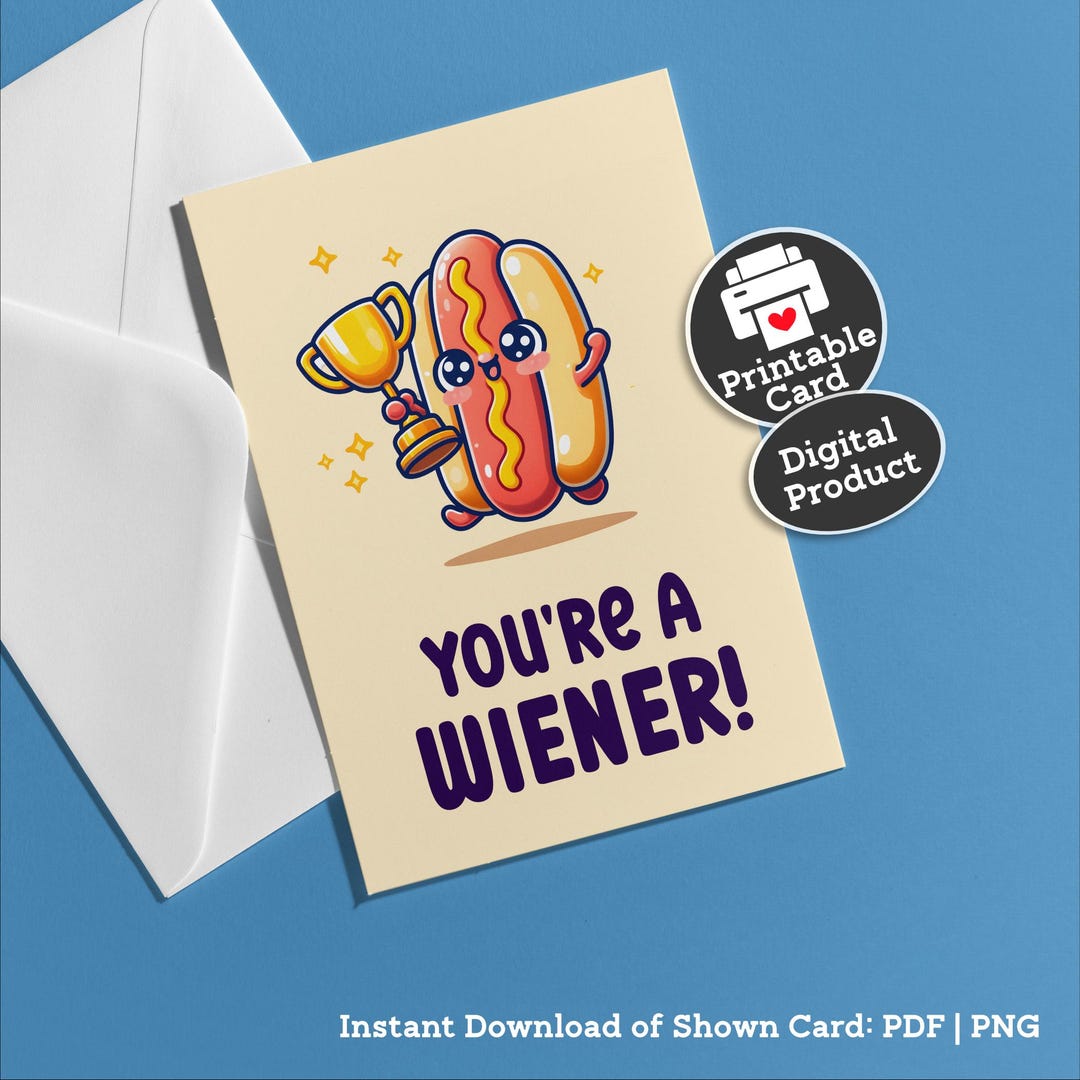Printable Hotdog Pun Congratulations Card Funny Competition Trophy ...