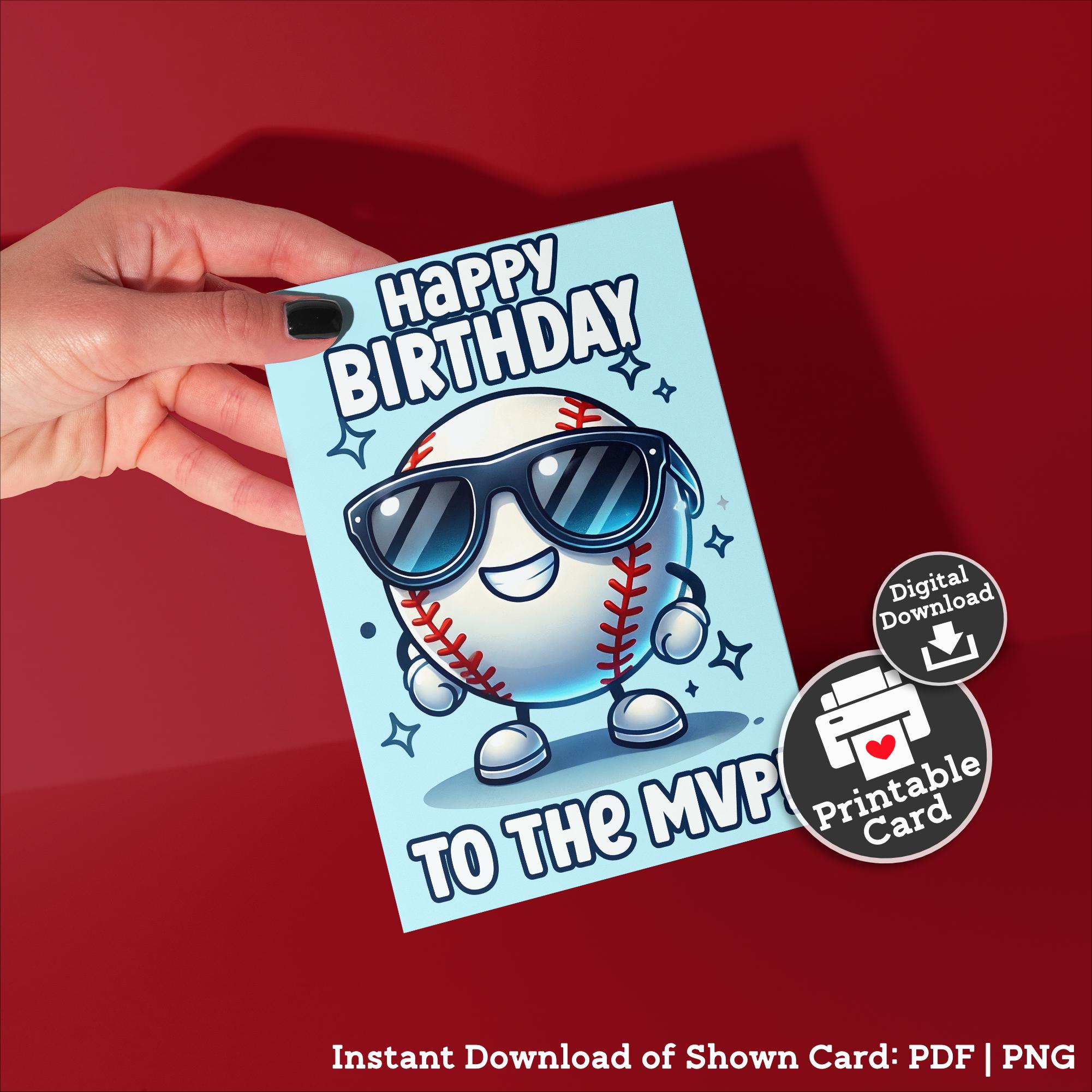 Printable Baseball Birthday Card for Baseball Coach Birthday Gift for ...