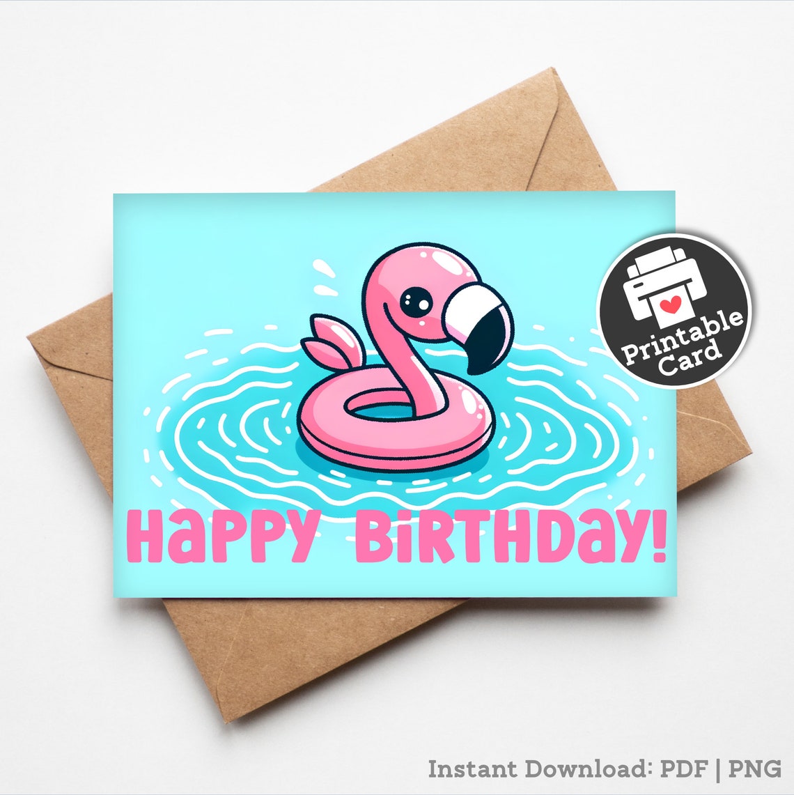 Printable Summer Birthday Card for Summer Birthday Party Flamingo ...