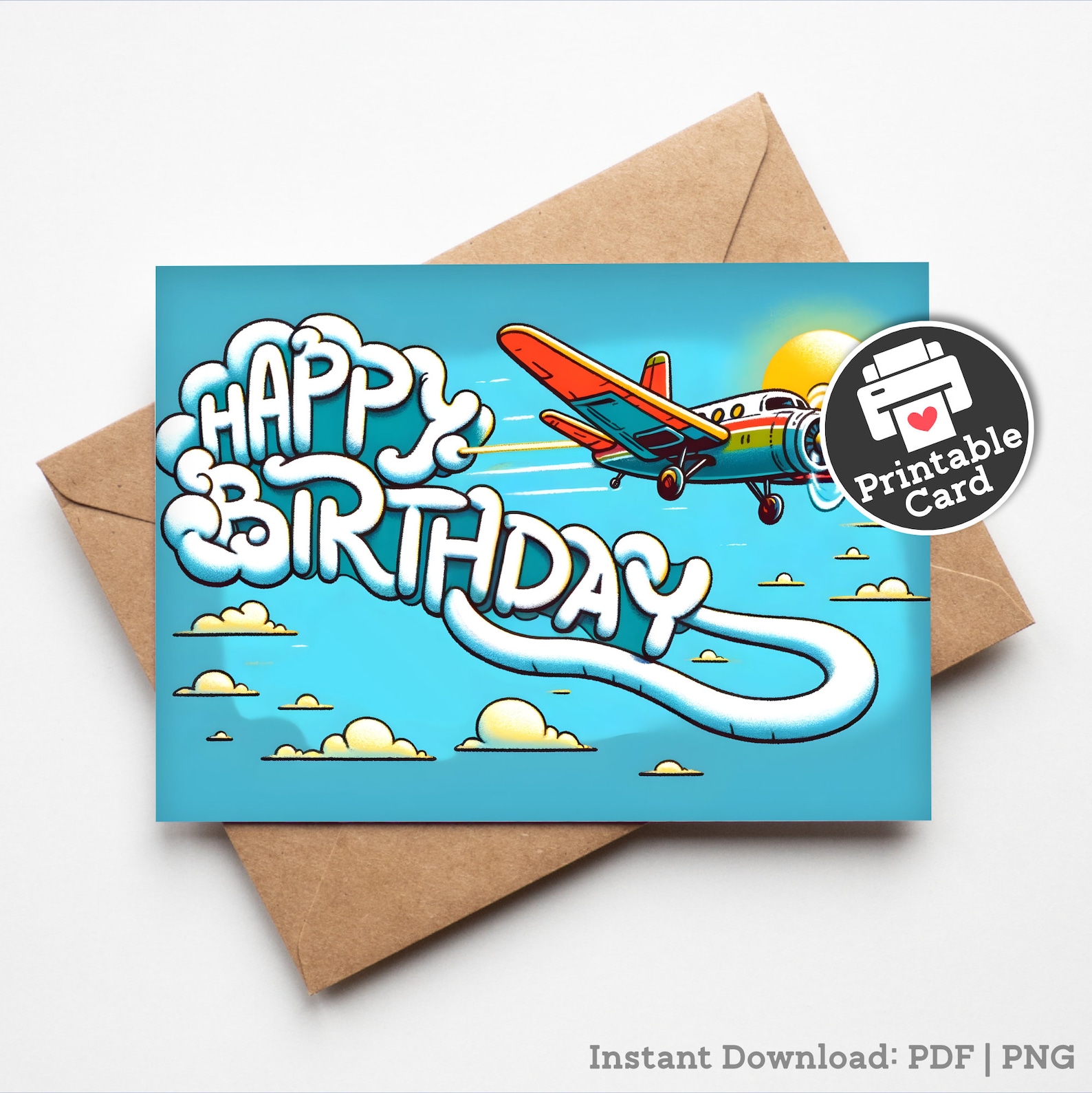 Printable Pilot Birthday Card Airplane Themed for Pilot Friend Aviation ...