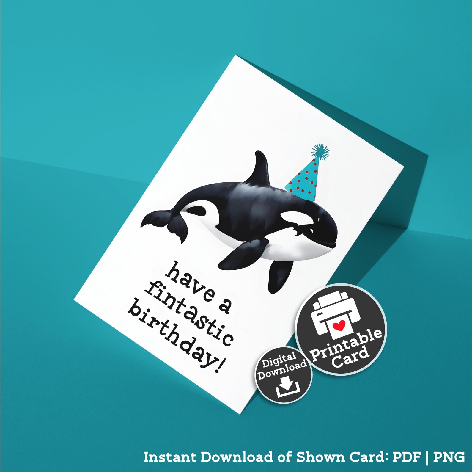 Printable Orca Birthday Card for Killer Whale Lover Aquarium Birthday ...