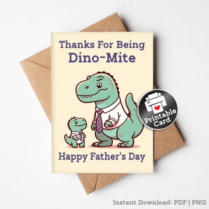 Dinomite Father's Day Card Dinosaur Themed for Archeologist Dad Who ...