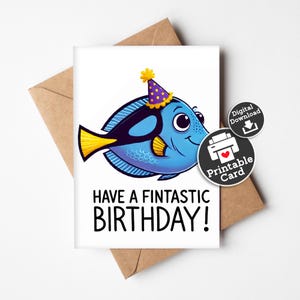Printable Fish Birthday Card: 'fintastic' Ocean Under the Sea Themed ...