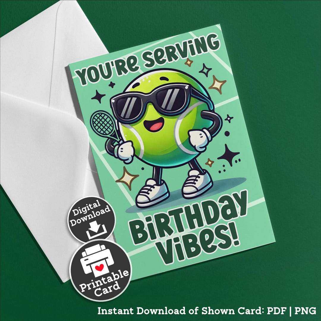 Printable Tennis Birthday Card for Tennis Coach Birthday Gift for ...