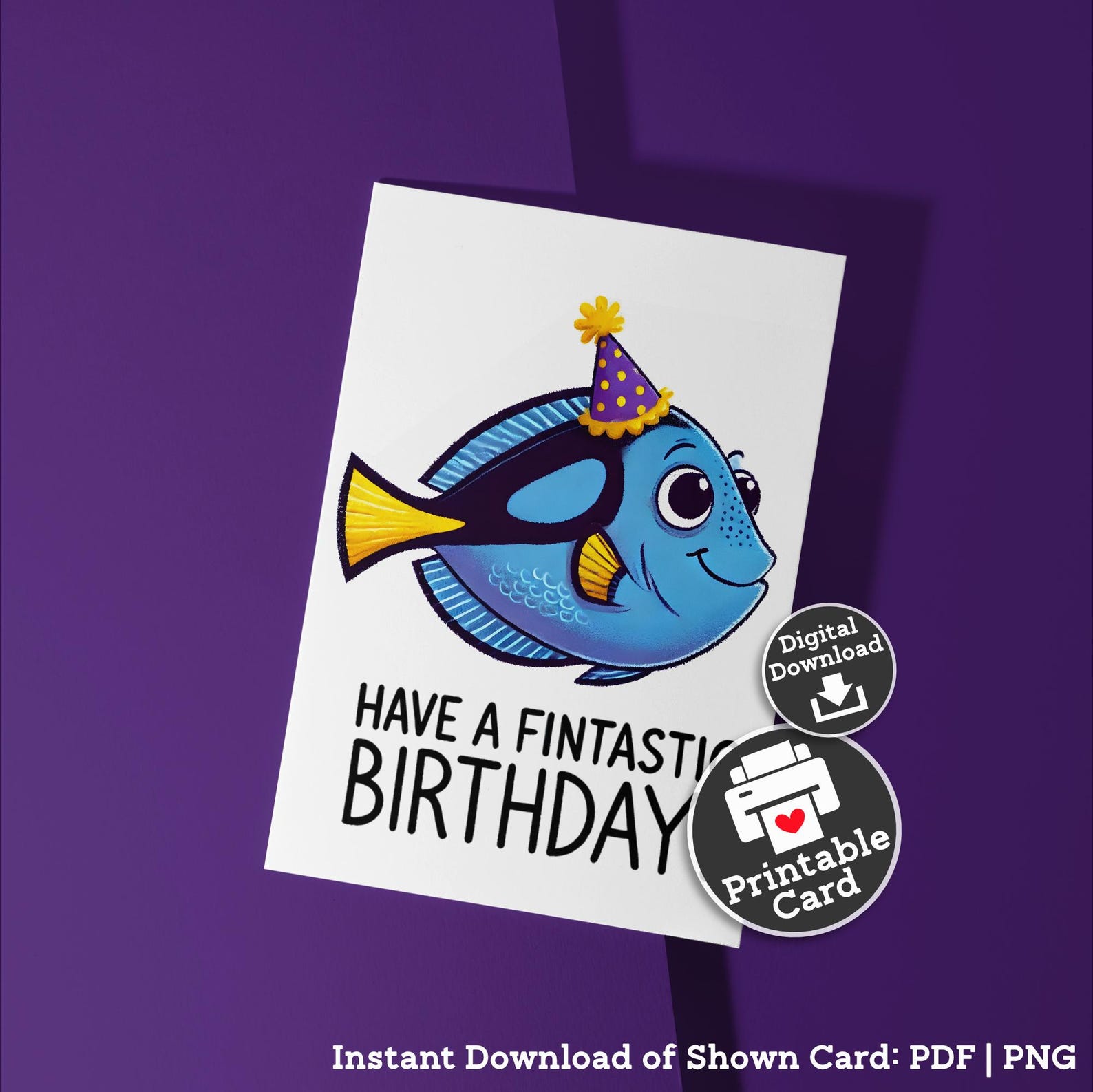 Printable Fish Birthday Card: 'fintastic' Ocean Under the Sea Themed ...