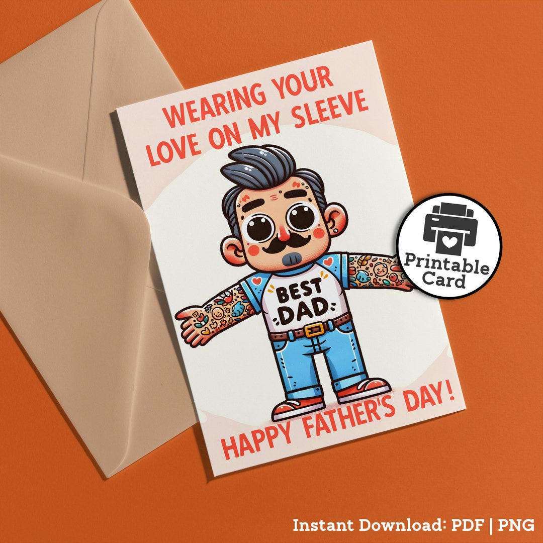 Tatted Father's Day Card for a Dad That Wears His Heart on His Sleeve ...