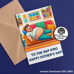 Printable Funny Father's Day Card for Dad Who is Always Sleepy Daddy ...