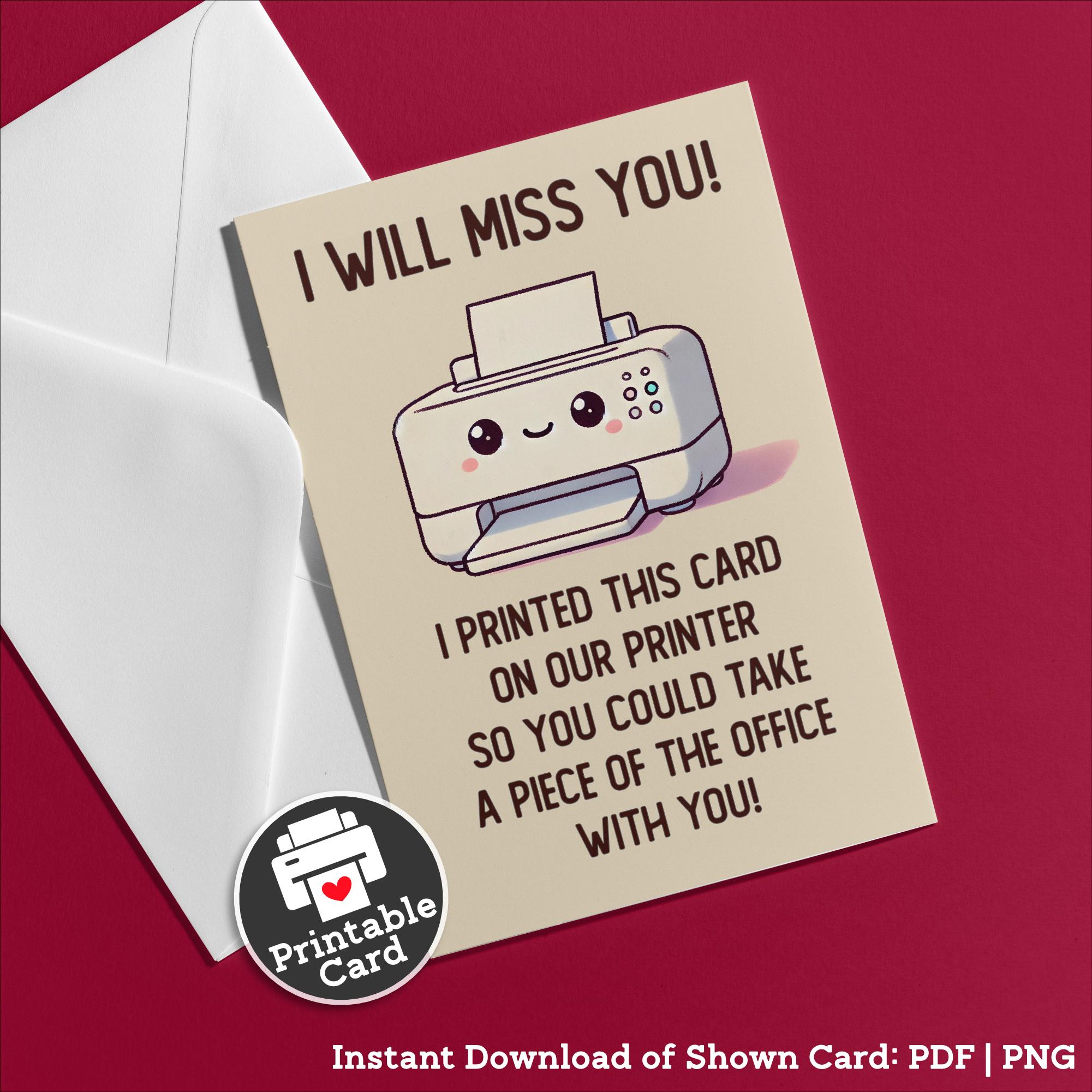 Printable Going Away Card for Coworker Last Minute Gift for Office Friend Leaving Boss Greeting ...