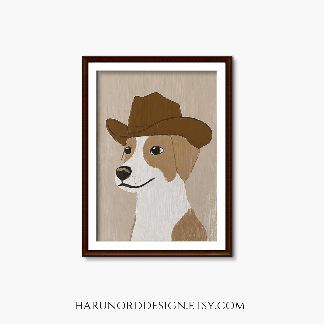 Cowboy Dog Art Print: Funky Western Cowgirl Decor (digital Download ...