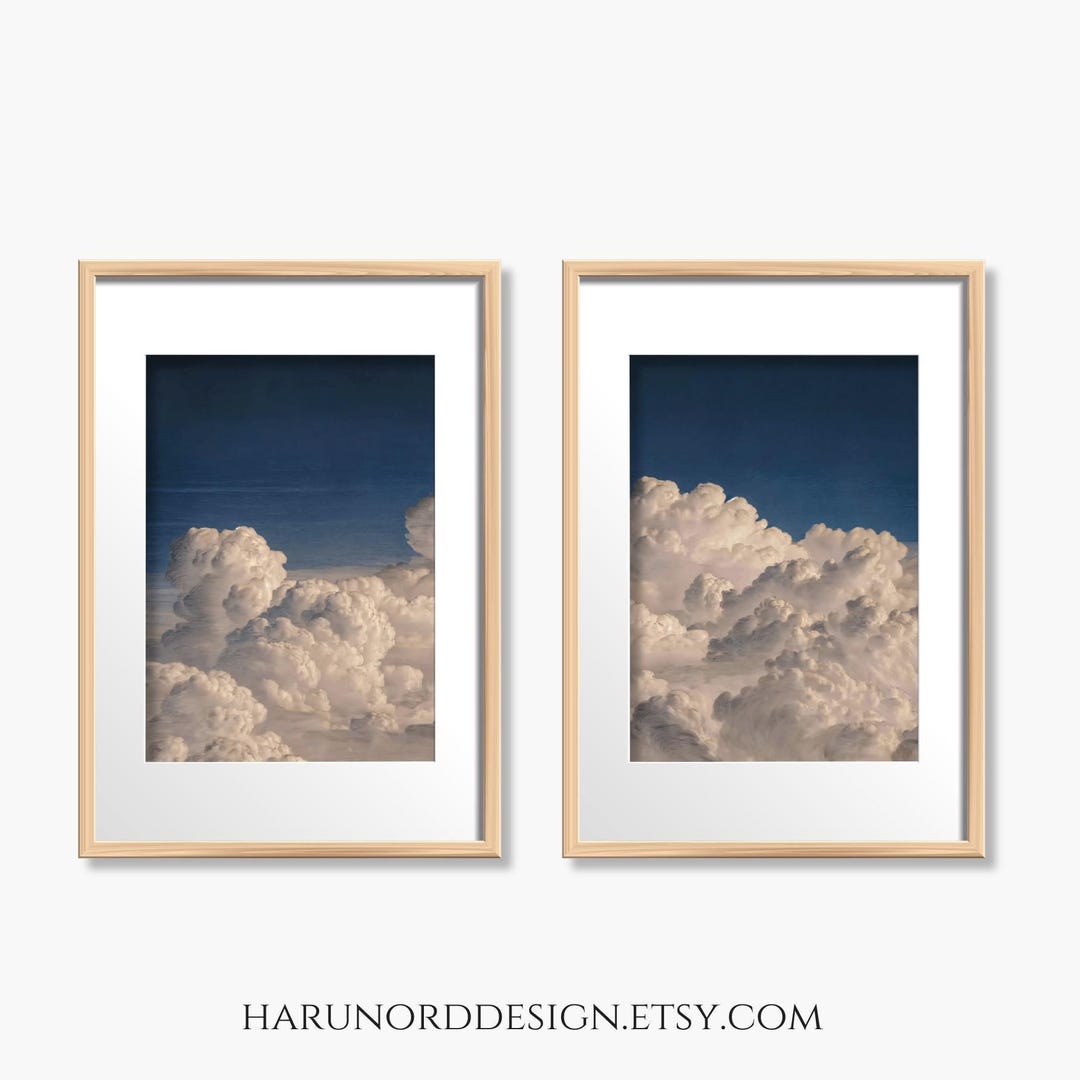 Cloud Print Set: Indigo Sky, Calming Bedroom Art (digital Download)_305 ...