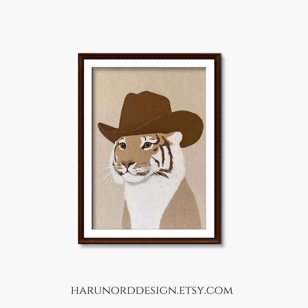 Cowboy Tiger Art Print: Funky Western Decor (digital Download)_317 - Etsy
