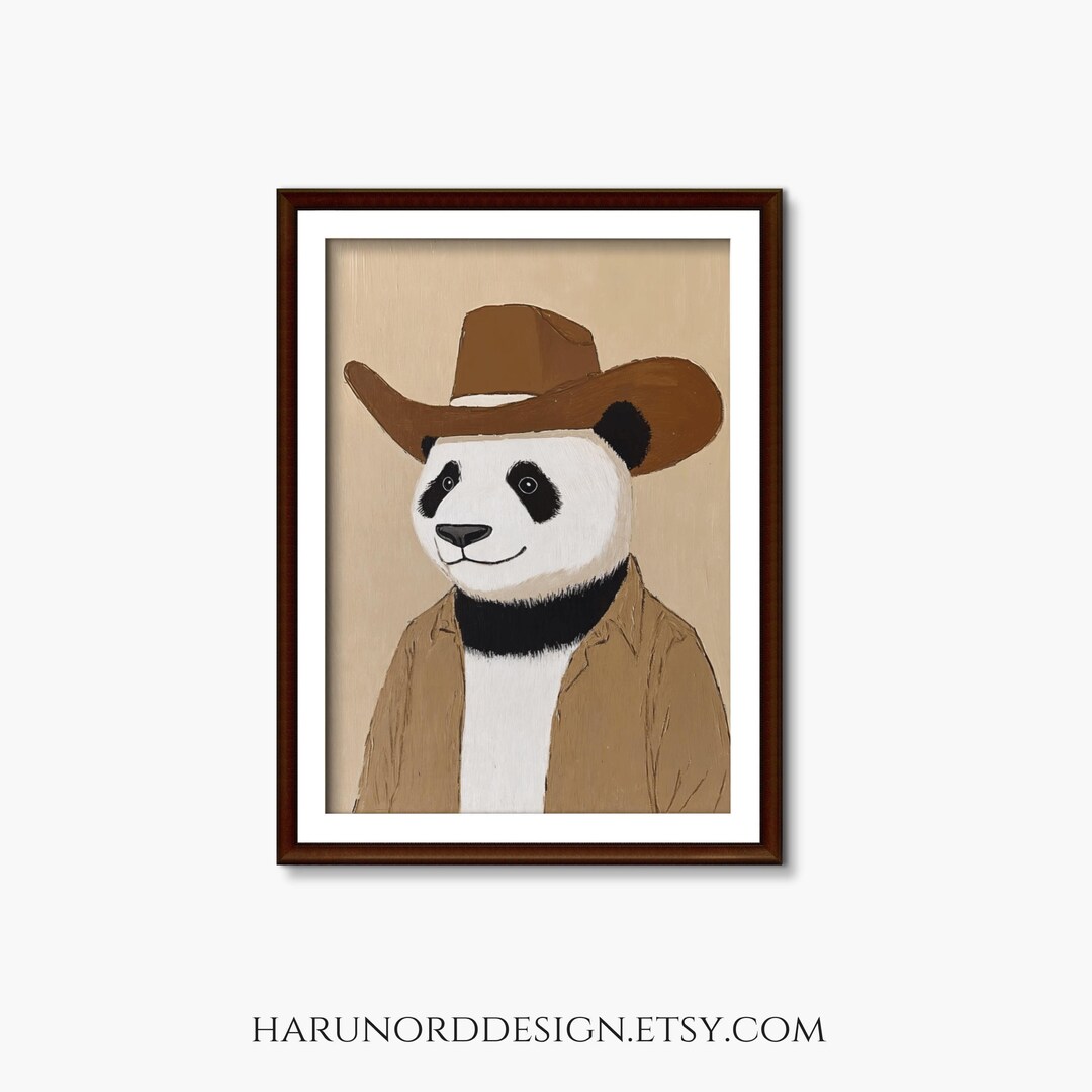 Cowboy Panda Art Print: Funky Western Decor (digital Download)_321 - Etsy