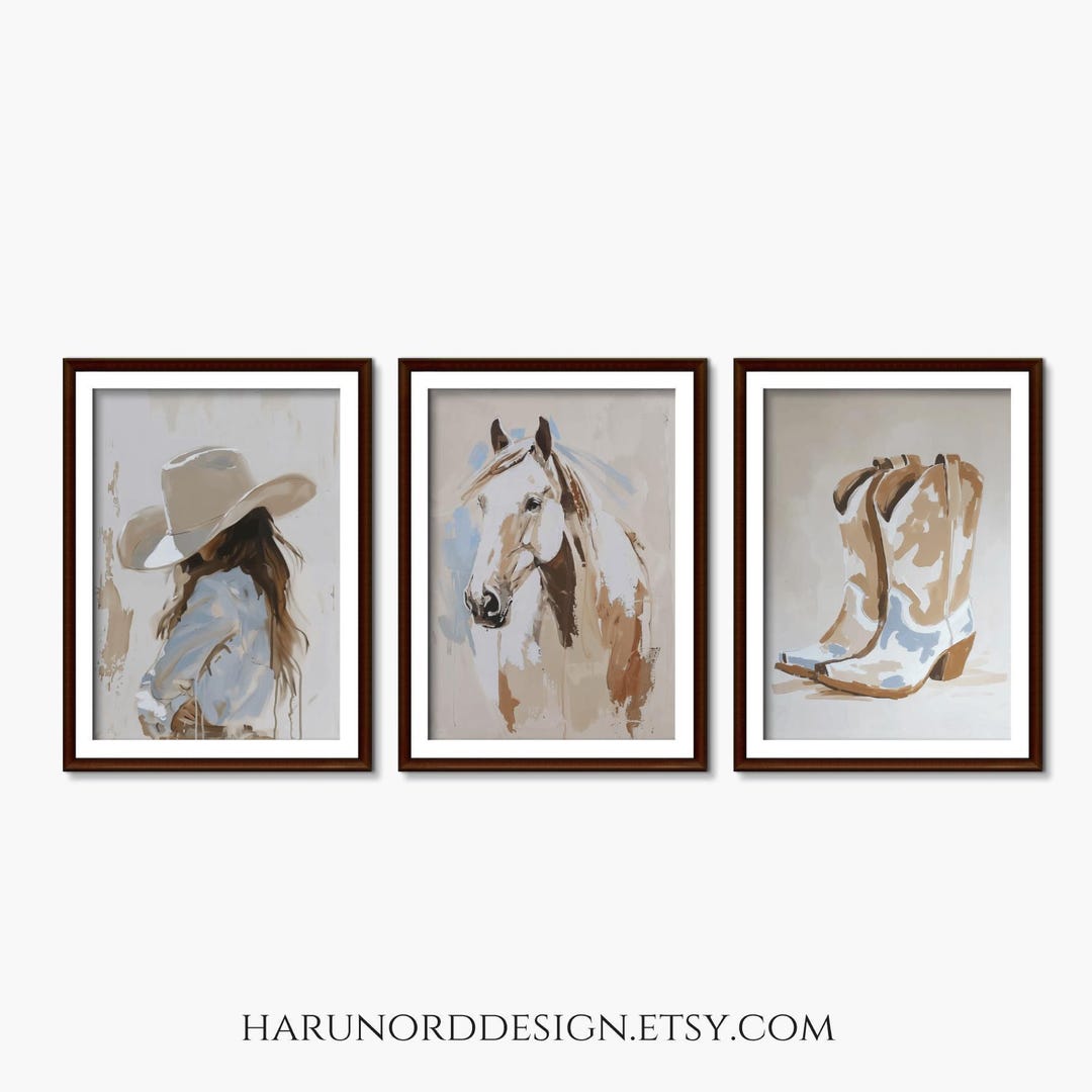 Coastal Cowgirl Prints: Neutral Western Decor (set of 3 Wall Art)_212 ...